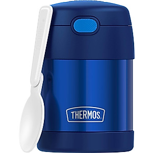 THERMOS FUNTAINER 10 Ounce Stainless Steel Vacuum Insulated Kids Food Jar with Folding Spoon Replacement Straws