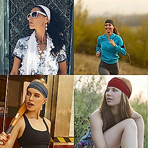 DRESHOW 6 Pack Yoga Sports Headbands for Women Elastic Non-Slip Headbands Running Workout Hair Bands