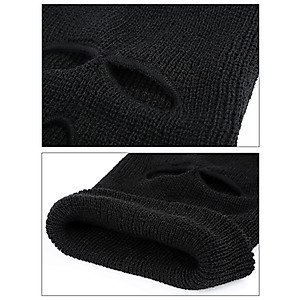 WILLBOND 2 Pieces Knitted Full Face Cover 3 Hole Mask Winter Balaclava Face cover, One Size(Black, Medium)