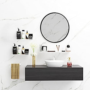 Veefos Floating Shelf Bathroom Shelf Wall Mounted, Metal Small Wall Shelf Bathroom Storage Shelf Bathroom Organizer for Vanity, Aluminum, White(1 Pack, 11.6 inch)