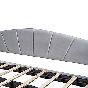 DEYOBED Twin Size Upholstered, Daybed Frame Sofa Bed with Trundle and Wood Slat for Bedroom, Living Room, No Spring Box Needed, Gray