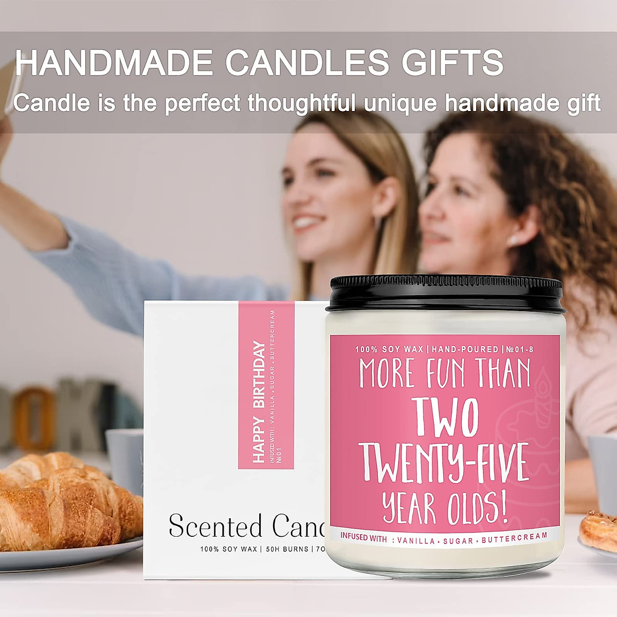 Auelife 50th Birthday Gifts for Women, Best 50th Birthday Gift Ideas, Perfect Birthday Present, Funny Birthday Presents for Mom, Friends, Wife, Sister, 7oz Vanilla Cream-Scented Candle