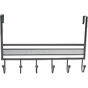DecoBros Over The Door 6 Hook Organizer Rack - Silver