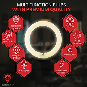 BULBMASTER FC8T9/CW 22 Watt 8 Inch Round T9 Fluorescent Circular Light Bulb, Cool White 4100K, 1120 Lumens G10Q 4-Pin Base 22W Circline Ceiling Lights