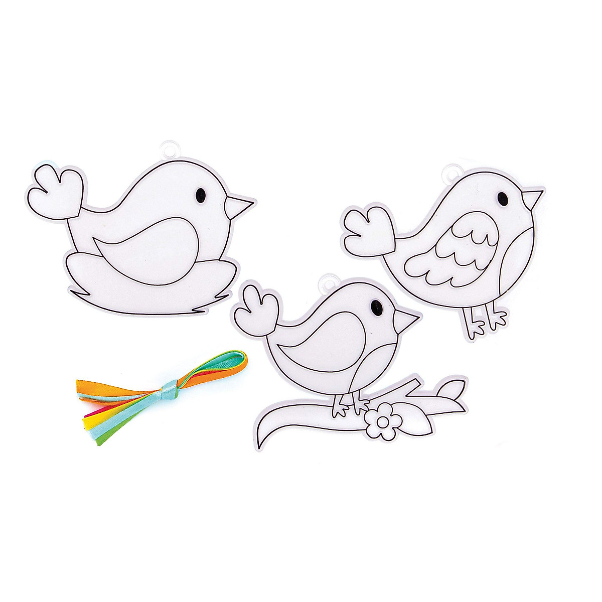 Baker Ross-AT567 Bird Suncatcher Hanging Window Decoration Kits For Children To Paint, Creative Craft Set For Kids (Pack Of 10)