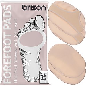 Brison Metatarsal Pads for Women and Men Compact Ball of Foot Cushion Gel Pad Inside Metatarsalgia Morton's Neuroma Pain Relief - Soft Foot Care Fabric Sleeves 2 Pairs