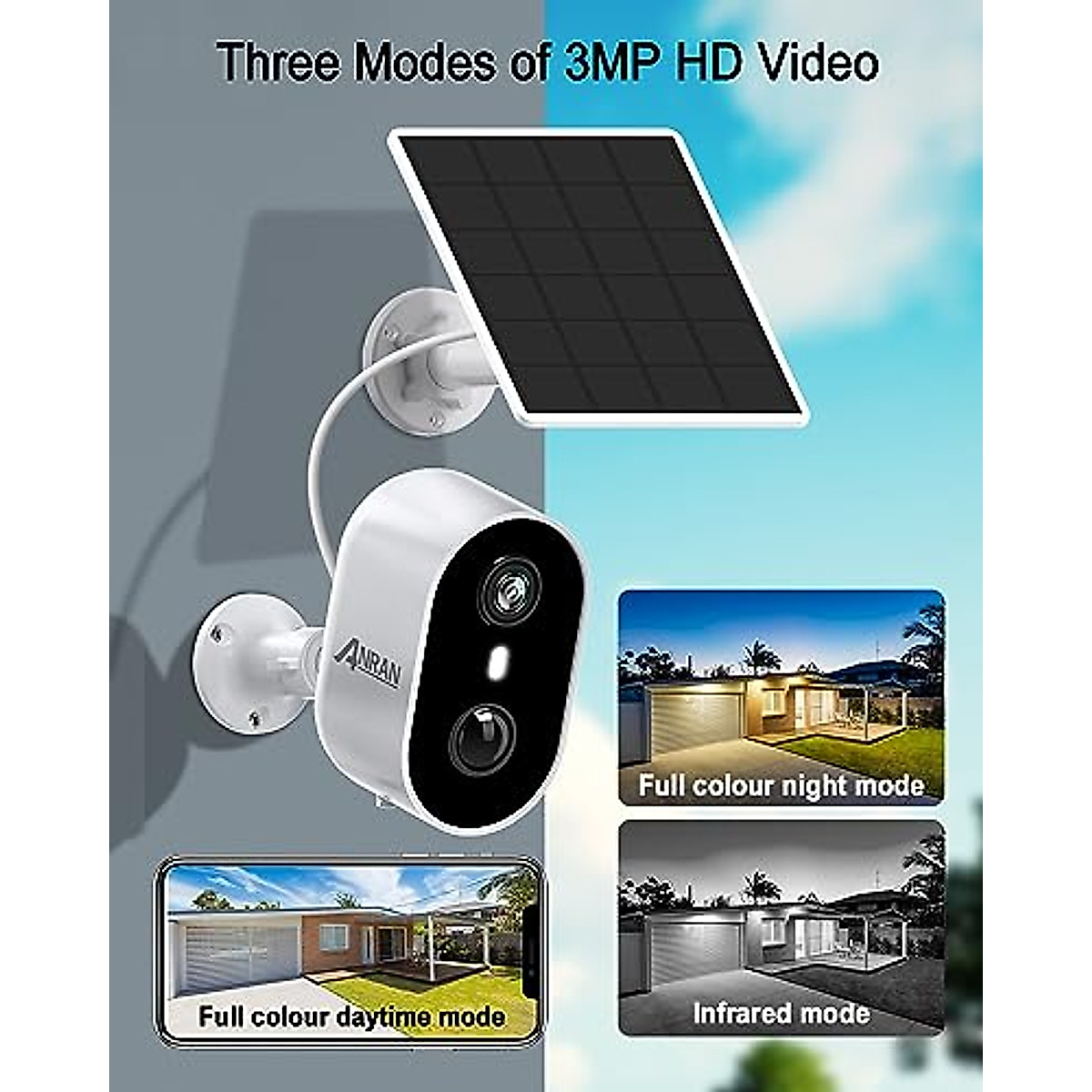 ANRAN Security Cameras Wireless Outdoor, 2K WiFi Surveillance Camera for Home Security, Battery Powered Cameras with Spotlight, Motion Detection, Color Night Vision, Compatible with Alexa, 2 Packs