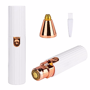 Facial Hair Removal for Women, Number-one 2 in 1 Eyebrow Epilator Electric Painless Facial Hair Remover, Rechargeable Waterproof Shaver with Built-in LED Light for Peach Fuzz Eyebrow Lip Hair (White)