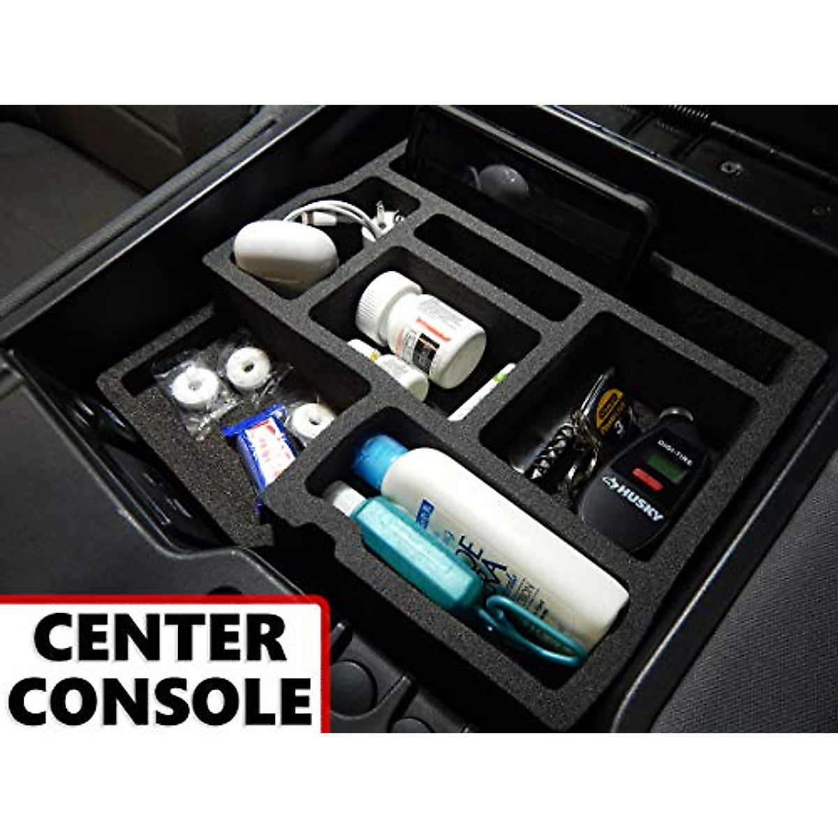 Red Hound Auto Center Console Organizer System Vehicle Insert Compatible with Dodge Ram 1500 2500 3500 2013 2014 2015 2016 2017 2018 Black Anti-Rattle Only FITS FOLD Down Console Seat
