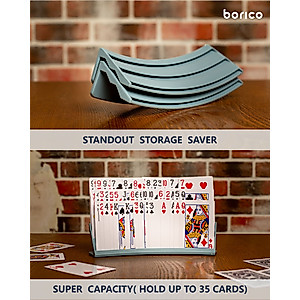 BORICO Card Holders for Playing Cards - 2 Pack Playing Card Holder for Kids and Adults,Stackable Storage Game Card Tray with a Travel Pouch (Blue)