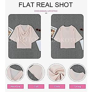 Dokotoo Women's V-Neck Wrap Top - Short Sleeve Chiffon Blouse, Trendy, Casual, Work, Apricot, XL