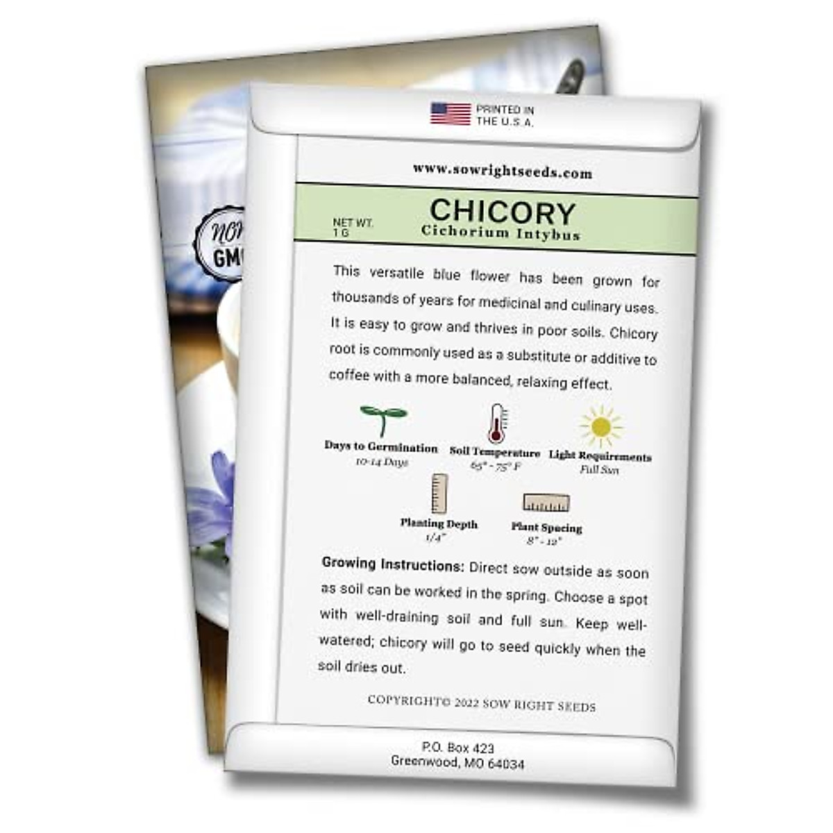 Sow Right Seeds - Chicory Flower Seeds for Planting - Beautiful Blue Flowers to Plant in Your Garden - Semi Woody Perennial with Edible Leaves - Non-GMO Heirloom Seeds - Wonderful Gardening Gift