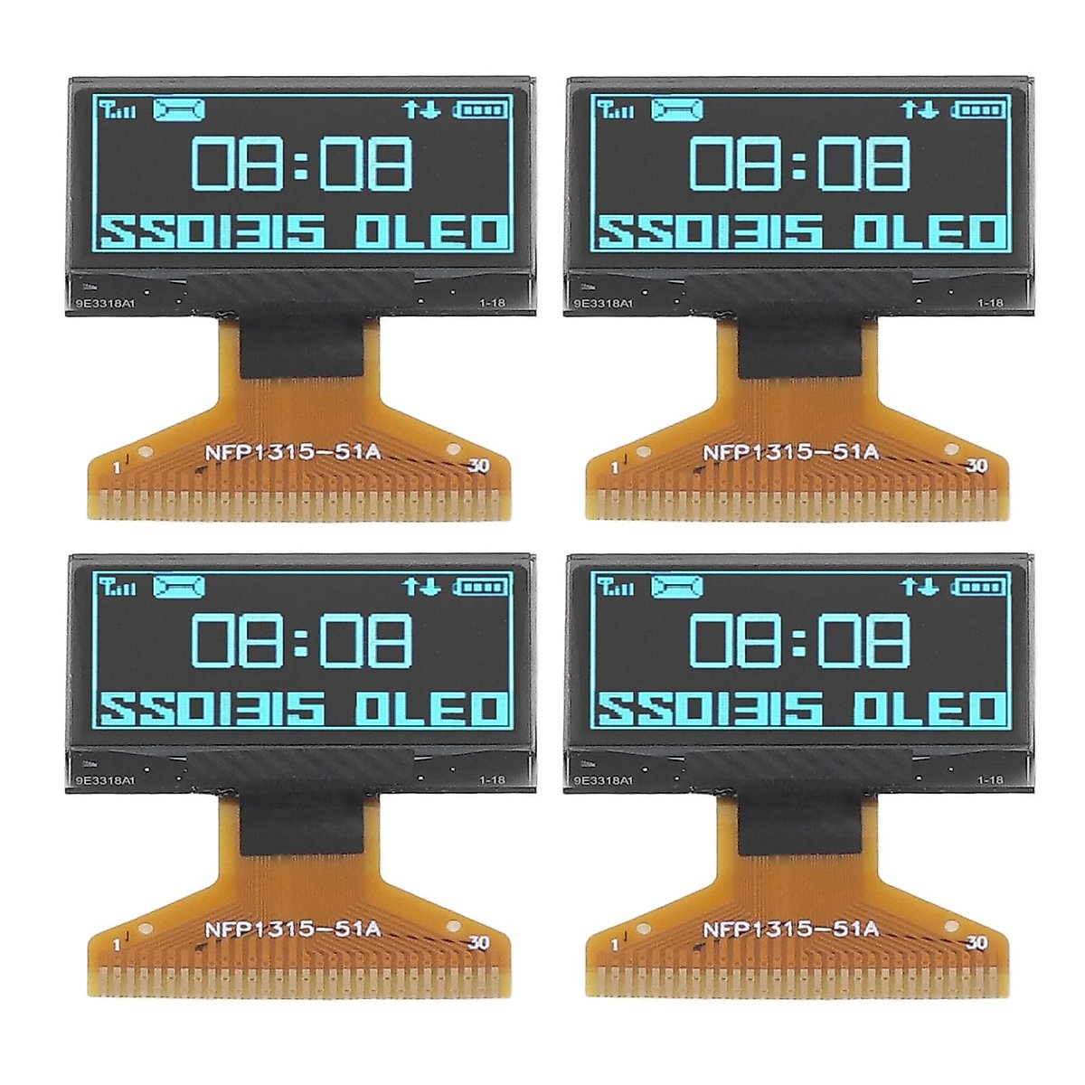 FOLOSAFENAR Display Module, 128 X 64 Thin Plastic Layer Professional LCD Display Screen 4Pcs Small 30PIN for DIY(Blue Displaying)