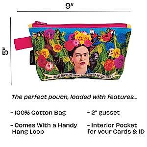 The Unemployed Philosophers Guild Frida Kahlo Bag - 9" Canvas Art Themed Zipper Pouch for Pencils, Tools, Cosmetics, Toiletries and More