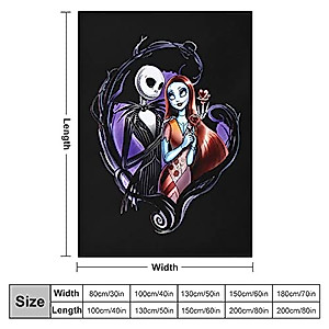 Longhui Christmas Cartoon Nightmare Blanket Halloween Movie Flannel Throw Blanket for Couch Sofa Decor Cozy Warm Bed Blankets for Kids Adults 50inchx40inch, Black