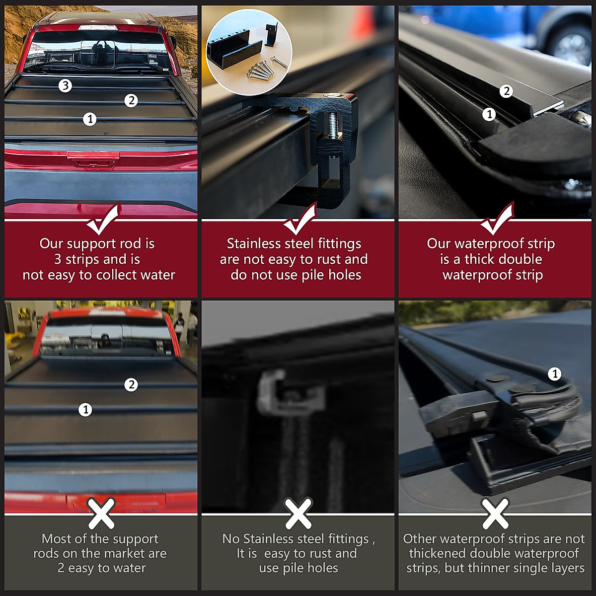 XTWEEX Soft Roll Up Truck Bed Tonneau Cover Fits 2016-2024 Toyota Tacoma (NOT for Trail Special Edition with Storage Boxes) Fleetside 5FT Bed