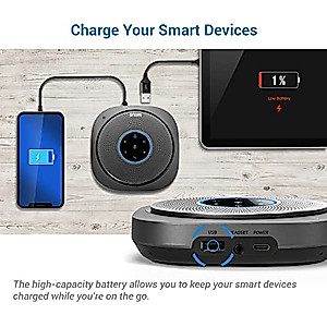 Snom C300 Bluetooth 5.0 Conference Speakerphone with 6 Mics, 24 hrs Call Time, App Controlled, USB C, Home Office & Small Business, Black