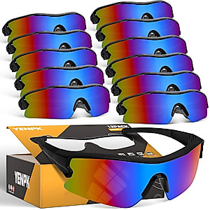 YENPK 12 Pack Tinted Safety Glasses Protective Eyewear, Safety Goggles Sunglasses for Men and Women, ANSI Z87.1+ Certified, Eyes Protection UV400 Anti Splash & Scratch, Impact Resistant(Multicolor)