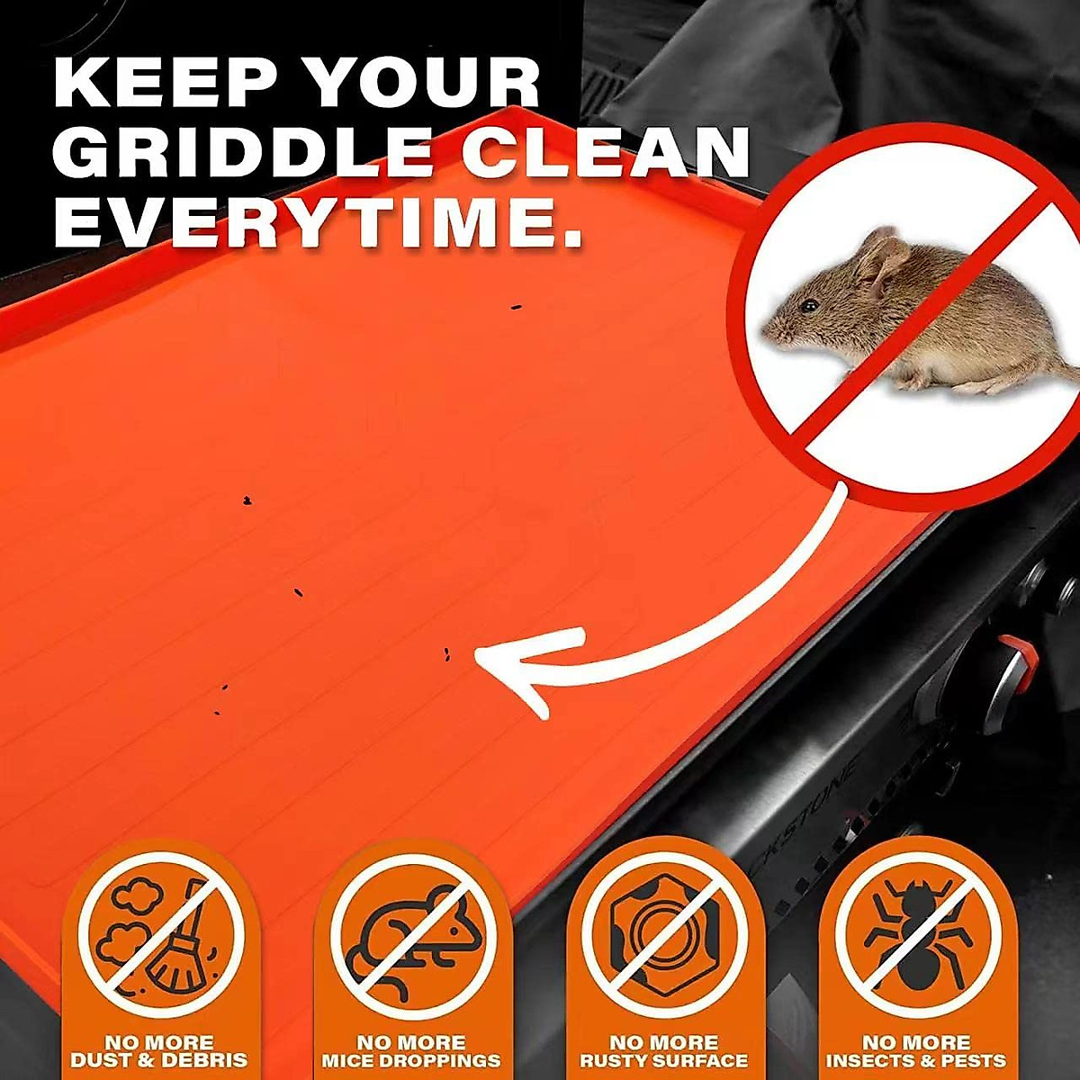 28" Silicone Griddle Mat for Blackstone Grill, Global V-Bien 28 inch Grill Cover Heavy Duty Food Grade, Protect Griddle from Rodents, Insects, Debris, and Rust, All Season Cooking Protective Cover