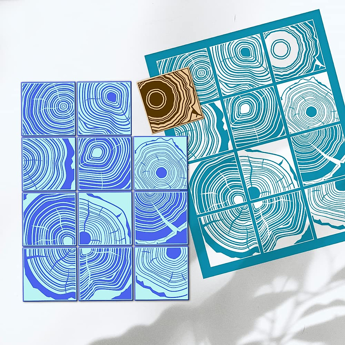 OLYCRAFT 4x5 Inch Clay Stencils Wood Grain Pattern Silk Screen for Polymer Clay Square Tree Stump Silk Screen Stencils Mesh Transfer Stencils Plant Mesh Stencil for Polymer Clay Jewelry Making