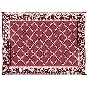 Stylish Camping 119125 9-feet by 12-feet Reversible Mat, Plastic Straw Rug, Large Floor Mat for Outdoors, RV, Patio, Backyard, Picnic, Beach, Camping (Burgundy/Beige)