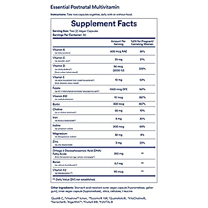 Ritual Postpartum Essentials Multivitamin with Omega-3 DHA & Choline for Lactation Support, Vitamin A, C, D3 & Zinc for Immune Function Support*, B12, Iodine, Biotin, Mint Essenced, 60 Vegan Capsules