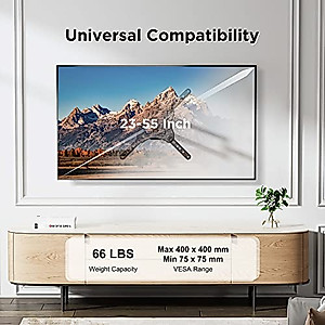 ProHT Articulating TV Wall Mount TV Stand(05416) Full Motion for Most 23”- 55” 3D LED, LCD TVs and Screens, +15°~ -15°Tilt; +90°~ -90° Swivel, VESA up to 400x400,Max Load 66lbs