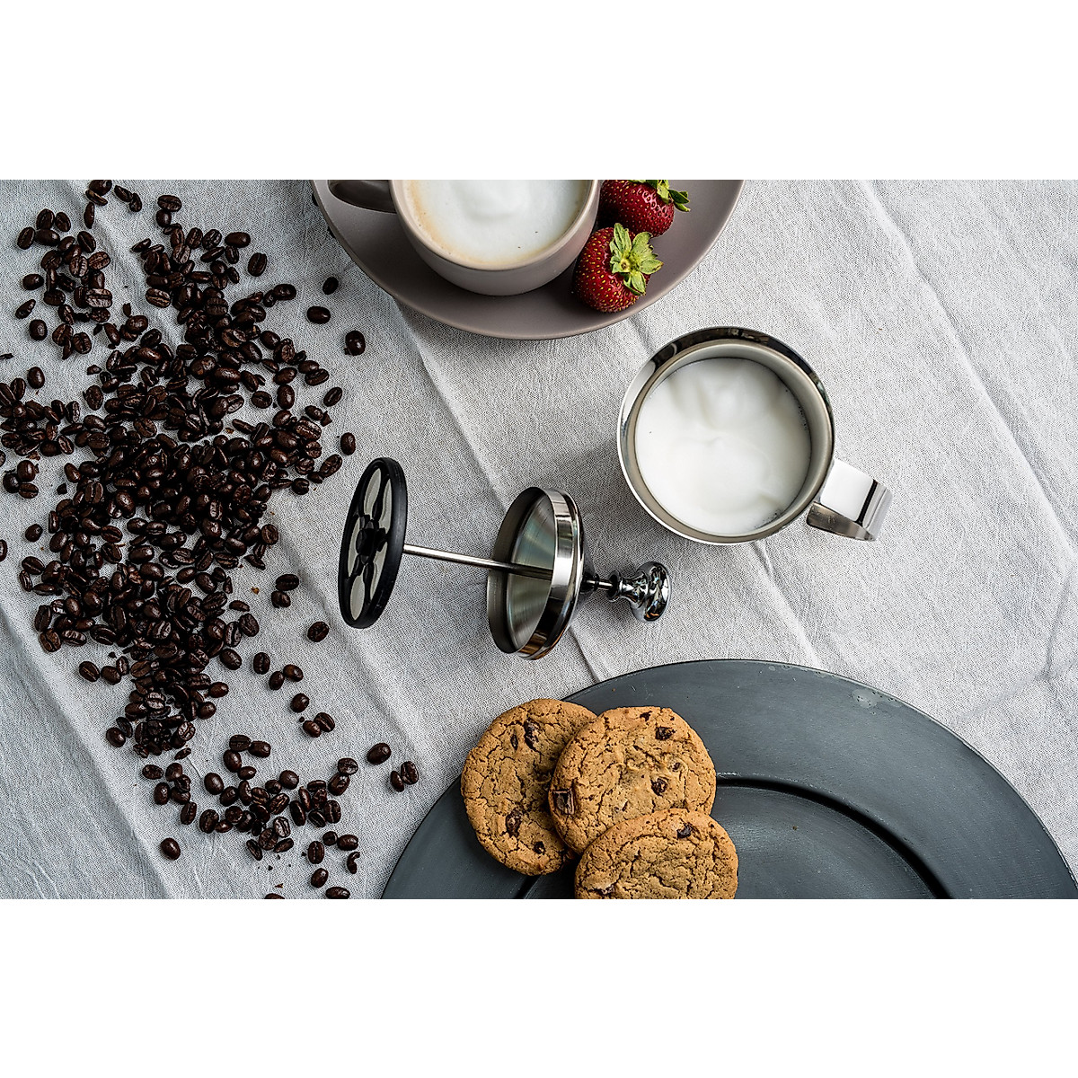 Bellemain Milk Frother Handheld, Thick, Creamy Milk Foam Maker, Warm & Cold Milk Foamer | Stainless Steel Hand Held Frother for Coffee, Latte, Cappuccino, Frappe, Matcha, Hot Chocolate, 14 oz.