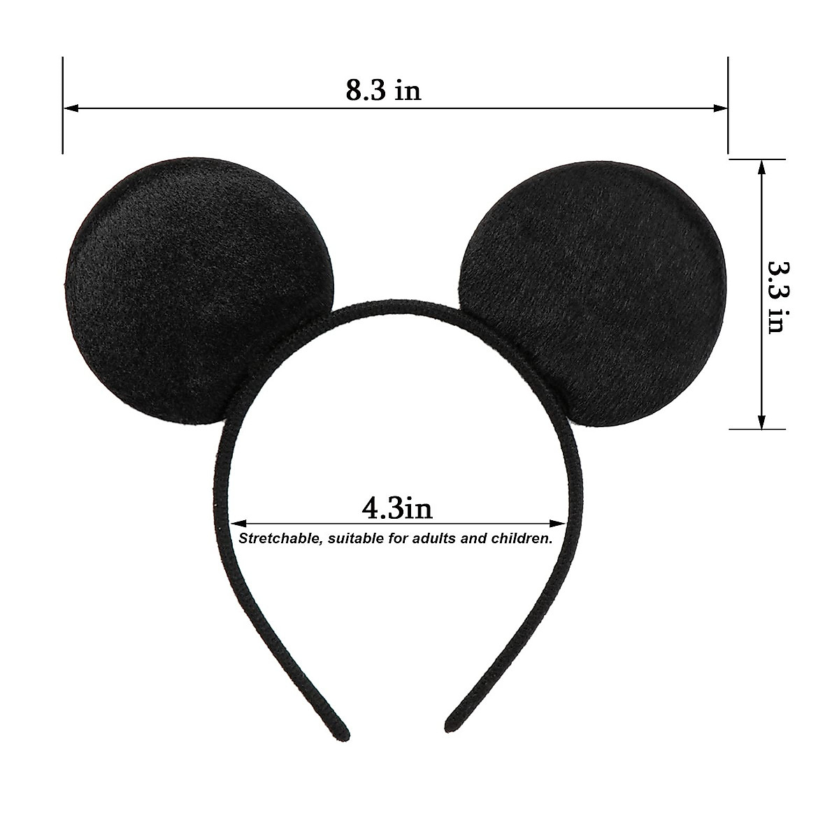 CHuangQi 20pcs Mouse Ears Headband, Solid Black
