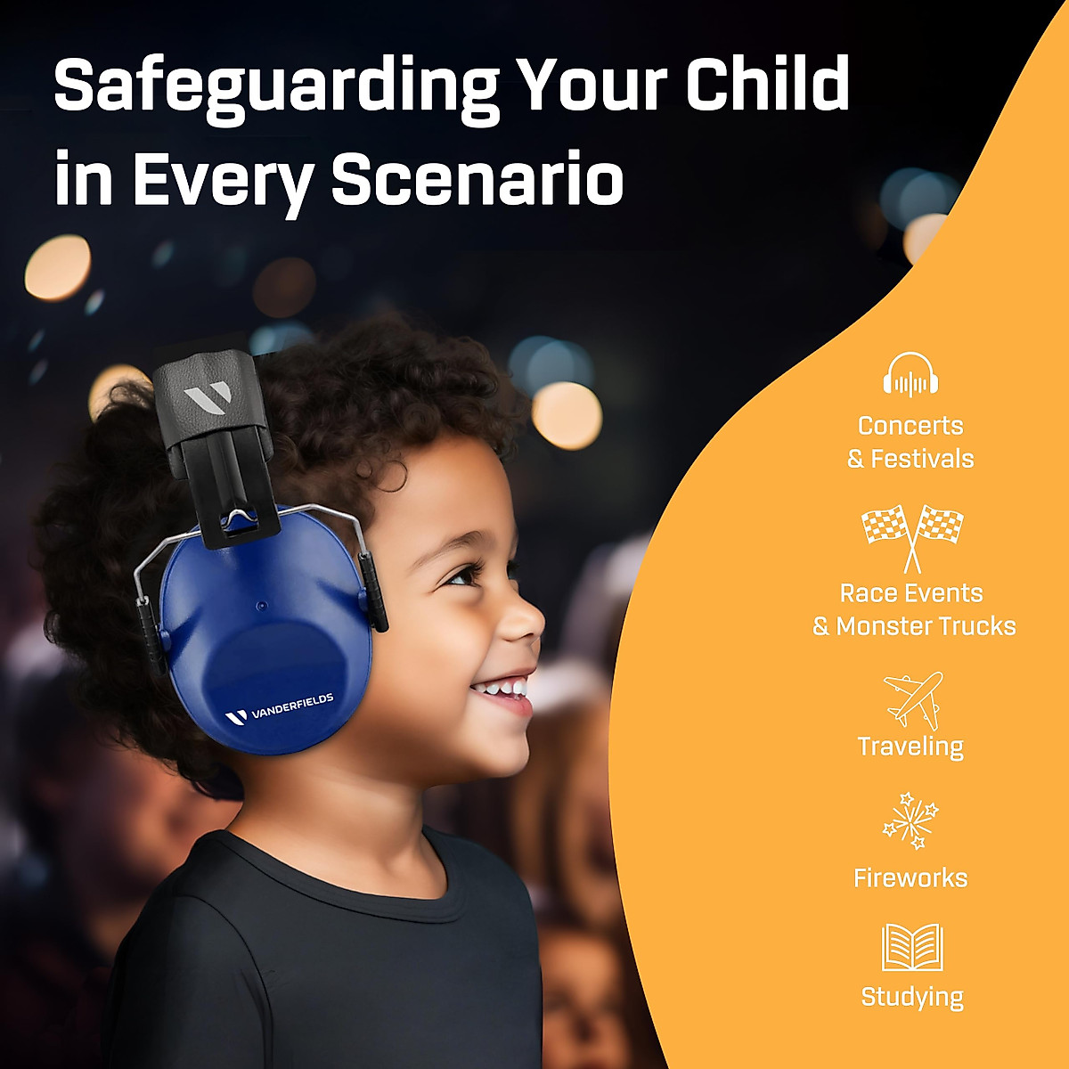 Vanderfields Kids Ear Protection, Noise Canceling Headphones Kids, Age 3-16, 26dB Noise Reduction, Ear Muffs for Kids, Kids Noise Cancelling Headphones, Earmuffs for Autism, Boys, Girls, Toddlers