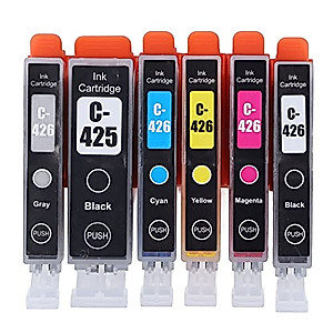 425-426 Ink Cartridge with 5% Coverage, Clear Printing Multi Colors Inkjet Cartridge, for Home, Office, School (BK BK C M Y GY 6 Colors)