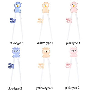 Learning Chopsticks Cartoon Training Tableware Kids Baby Eating Helper(type 2,yellow)
