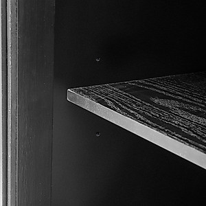 HZSSDTKJ Modern Accent Storage Cabinet with Three Tempered Glass Doors, Wood Buffet Sideboard with Adjustable Shelf, Console Table for Living Room, Study and Entrance (Black-06)