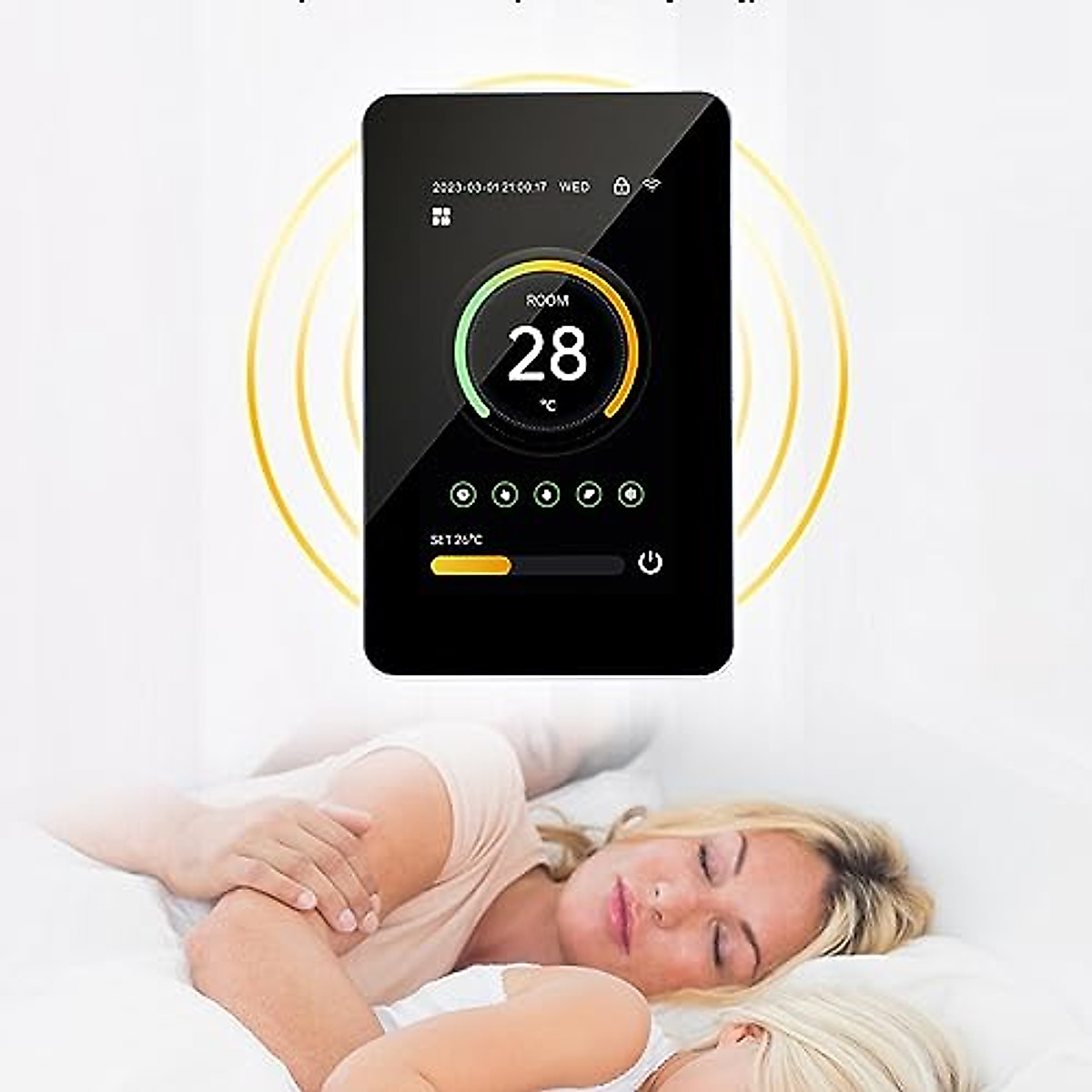 Digital Thermostat, 100?250VAC Smart Thermostat 4.3in Vertical Screen Professional IP20 for Floor Heating (16A)