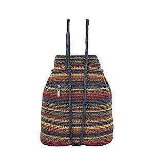The Sak Large Dylan Backpack in Crochet, Adjustable Backstrap, Woodland Stripe