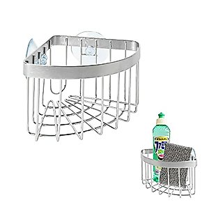 Dveda Sink Caddy, Dish Cloth Hanger Sponge Holder, Save Space Triangle 2-in-1 Sink Caddy, 304 Stainless Steel Corner Kitchen Sink Organizer, No Drilling with 2Pcs Suckers