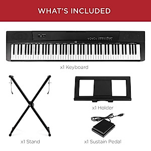 Best Choice Products 88-Key Full Size Digital Piano Electronic Keyboard Set for All Experience Levels w/Semi-Weighted Keys, Stand, Sustain Pedal, Built-In Speakers, 6 Voice Settings - Black