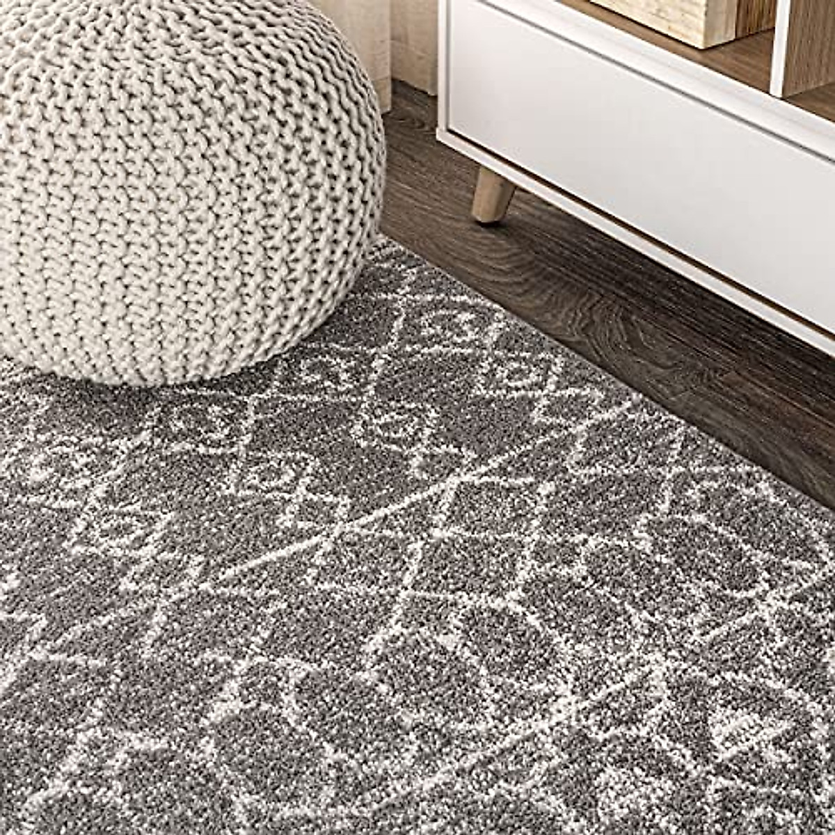 JONATHAN Y MOH209B-8 Izil Moroccan Beni Souk Indoor Farmhouse Area-Rug Bohemian Minimalistic Geometric Easy-Cleaning Bedroom Kitchen Living Room Non Shedding, 8 X 10, Gray,Cream