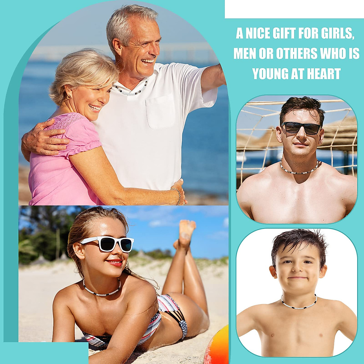 Yinkin 12 Pcs Puka Shell Necklace Beach Surfer Beaded Necklace Summer Surfer Chokers for Men Women Jewelry(Multicolor)