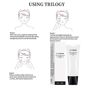 Grospe 2PCS Skin Tone Adjusting CC Cream, Colour Correcting Self Adjusting for Mature Skin, Full-Coverage Foundation, Facial Moisturizing Concealer(Natural+Ivory)