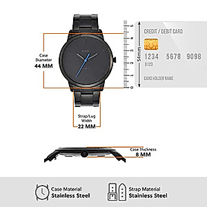 Fossil Men's Minimalist Quartz Stainless Steel Three-Hand Watch, Color: Black (Model: FS5308)