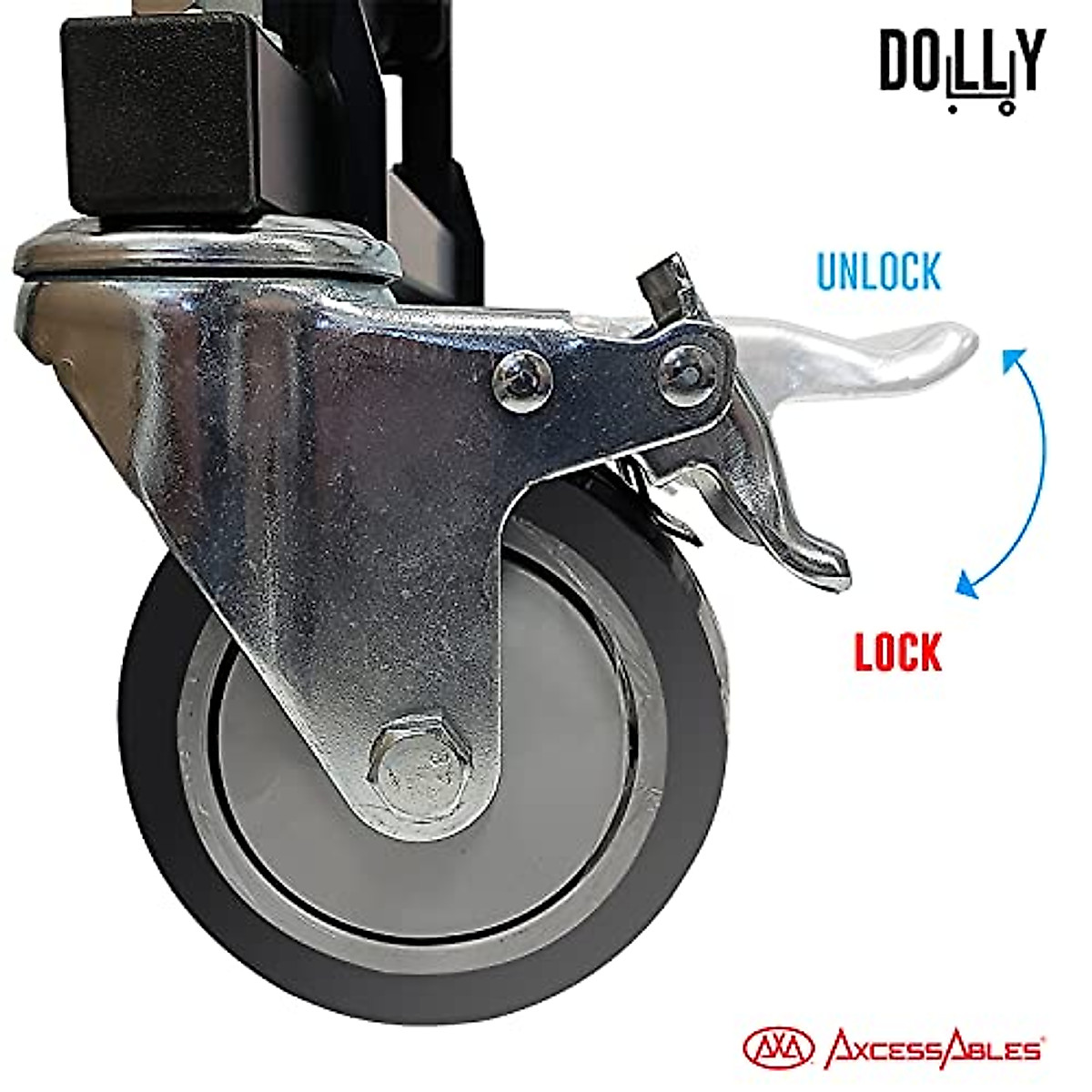 AxcessAbles Heavy Duty Folding Equipment Dolly Cart with Wheels | 700lb Capacity | DJ Equipment Cart | Moving Hand Truck Dolly | Telescoping Frame to 4.6ft.| Production Multicart | Fully Assembled