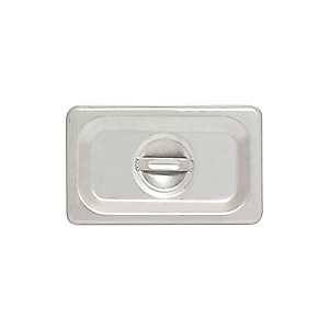 Thunder Group STPA5190C Steam Table Pan Cover, 1/9 Size, Solid with Handle, Reinforced Corners, 24 Gauge, Stainless Steel, NSF (Made in China), Pack of 12