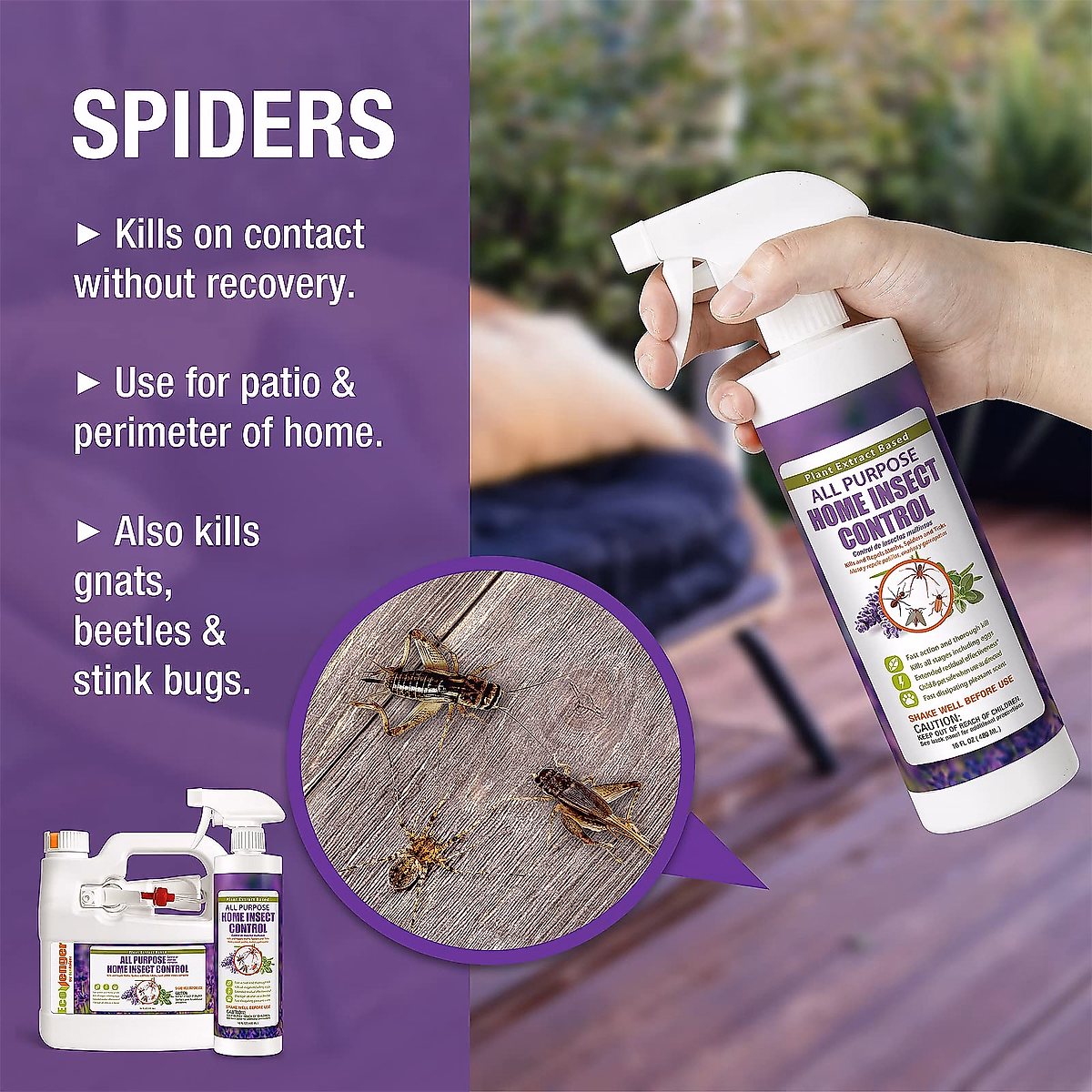 EcoVenger All Purpose Home Insect Control 1/2 Gallon with Trigger Sprayer, for Fleas, Fruit Flies, Gnats, Moths, Roaches, Spiders, Fast Kill