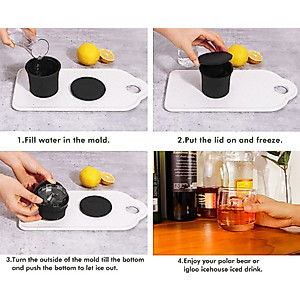 Webake Silicone Individual Ice Mold, 3D Polar Bear Ice Mold Igloo Icehouse Fun Ice Cube Molds with Lid, 4 Pack Round Ice Ball Molds for Whiskey, Cocktails and Juice Beverages