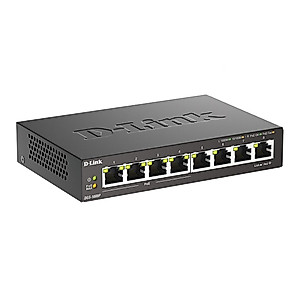 D-Link PoE Switch, 8 Port Ethernet Gigabit Unmanaged Desktop Switch with 4 PoE Ports 68W Budget (DGS-1008P),Black