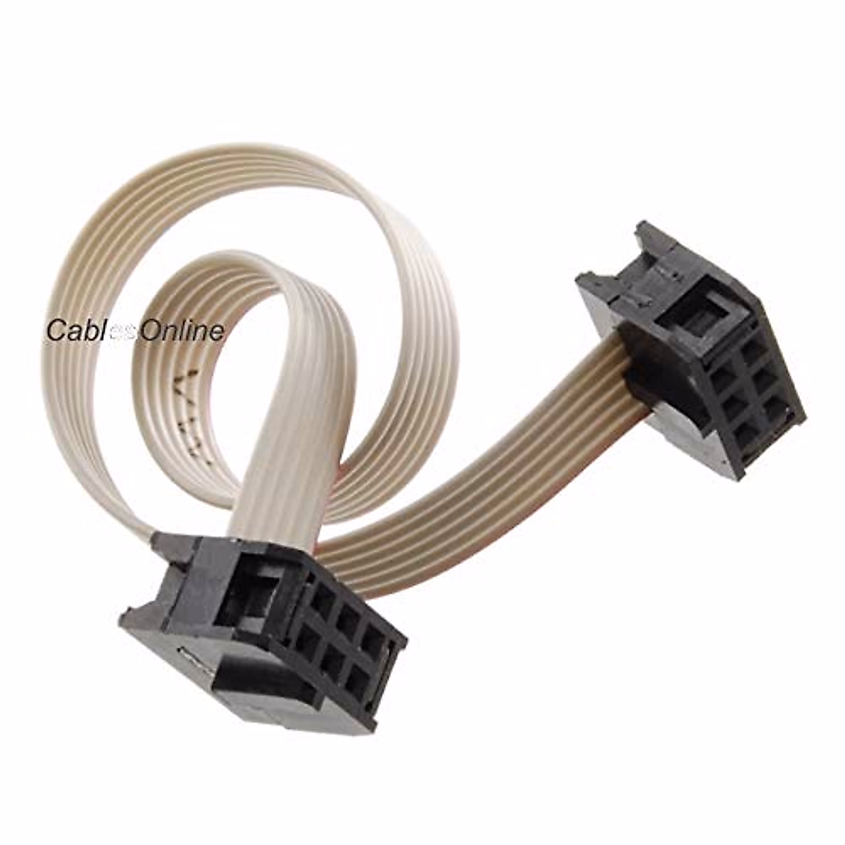 CablesOnline, 12-inch 6-Pin (2x3) 2.54mm-Pitch Female to Female 6-Wire IDC Flat Ribbon Cable, FR-0612