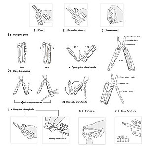ROXON S801S STORM 16 in 1 multitool pliers EDC for Camping, Outdoor with Lockable Saw Blade with Nylon Case (S801S)