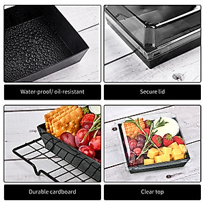 Ocmoiy Small Charcuterie Boxes with Clear Lids, To Go Paper Disposable Food Containers, 5 Inches Bakery Dessert Boxes for Sandwich, Cookie, Pastry, Cake Slice (Black, 50ct)