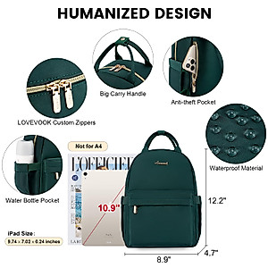 LOVEVOOK Mini Backpack Purse for Women Small Backpack with USB Charging Port, Cute Fashion Daypack for Work Travel College, Green